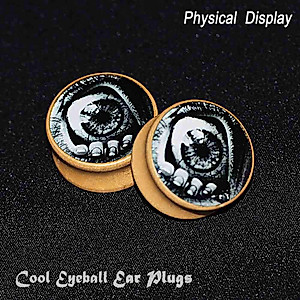 FLYUN 2Pcs Natural Wood Eyeball Ear Plugs Tunnels 8-25mm Gauges Double Flared Saddle Plugs Stretcher Expander Piercings Jewelry (1" (25mm))