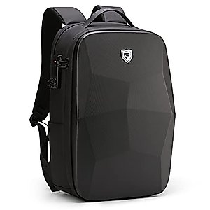FENRUIEN 17.3-Inch Hard Shell Laptop Backpack,Anti-Theft Waterproof Business Travel Computer Backpack,Black Gaming Laptop Bag with USB Port for Men