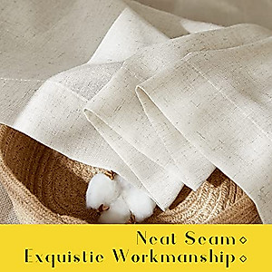 NICETOWN Thick Linen Curtains 84 inch Length 2 Panels Set, Tie Top Light Filtering Curtains Semitransparent Linen Burlap Drapes Privacy for Bedroom/Princess Room, W52 x L84, Natural