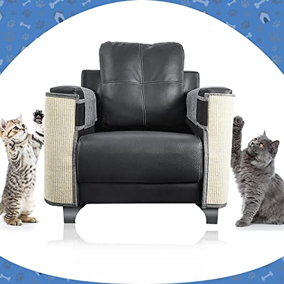 Cat Scratcher Furniture Protector Set of 2, Cat Scratch Mat Sofa Protection with Natural Sisal for Furniture Couch Chair Sofa Cat Care Pad (Dark Gray)