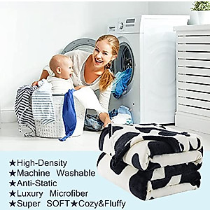 Flannel Fleece Cow Print Blanket King Size - Premium Anti-Static Super Soft Cozy Plush, Lightweight Microfiber Winter Warm Cow Print Throw Blanket for Couch Sofa Bed 90" x 108"(Black Cow King)