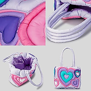 Stylish Heart Puffy Handbag for Women,Large Quilted Puffer Tote Bag,Lightweight Winter Down Cotton Padded Shoulder Bag