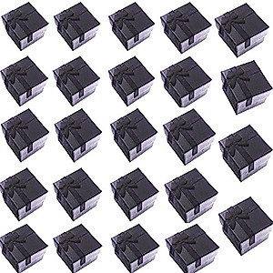 SKEMIX 24PCS Cardboard Jewelry Bangle Gift Boxes Ring Earrings Pendant Box Holder Black or White Insert