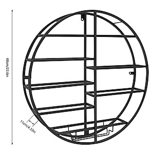 Headery Modern 23.6inch Mental Wall Mounted Wine Rack,5 Tier Stackable Wine Holder, Round Wine Glass Shelf Goblet Holder for Bar Wine Cellar Kitchen Storage Display (Gold/Black) (Black)