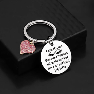 MYOSPARK Esthetician Gifts Esthetician Because Badass Miracle Worker Isn't An Official Job Title Keychain (Esthetician KC)