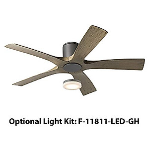 Modern Forms Aviator Smart Indoor and Outdoor 5-Blade Flush Mount Ceiling Fan 54in Graphite Weathered Gray with Remote Control (Light Kit Sold Separately) works with Alexa, and iOS or Android App