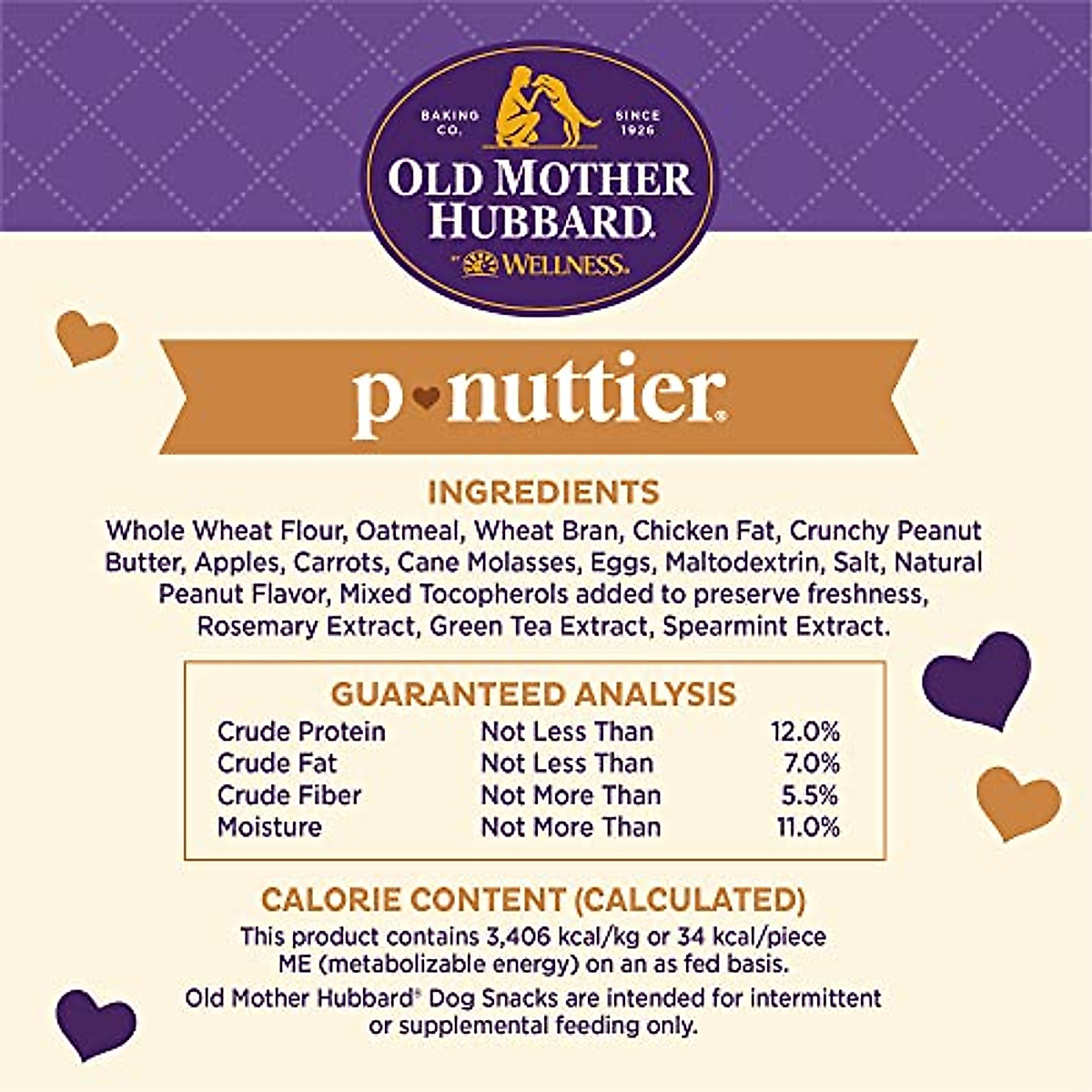 Old Mother Hubbard by Wellness Classic P-Nuttier Natural Dog Treats, Crunchy Oven-Baked Biscuits, Ideal for Training, Small Size, 20 ounce bag