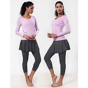 BUBBLELIME 5"/19"/26" XXS-XL Women's UPF 50+ Adjustable Running Skort - Pleated Skort Capris_Gray Small-19 Inseam(2)