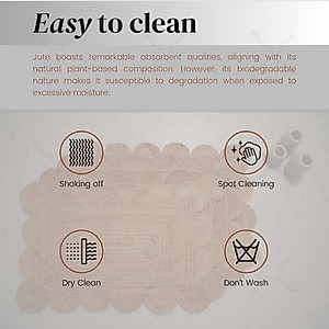 Scalloped Natural Jute Rug 24"X36" Braided jute mat | MagicFold Multipurpose indoor/outdoor doormat, accent rug, kitchen rug, Bath mat | Unique scallop Edge with slim profile (Natural, 2'X3')