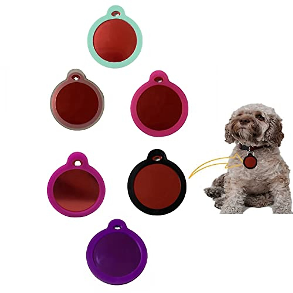 Silicone Circle Dog tag Silencer Quiet Noisy pet tag Sleeve Round Personalized pet ID Tags Protector Lightweight pet tag Silencer with 6 Colors