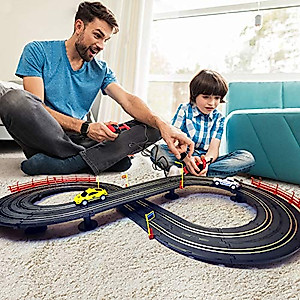 Electric High-Speed Slot Car Race Track Sets,1:43 Scale Dual Race Track with 2 Slot Cars and 2 Hand Controllers,Race Track for 6 7 8 9 10 11 12 Boys Girls
