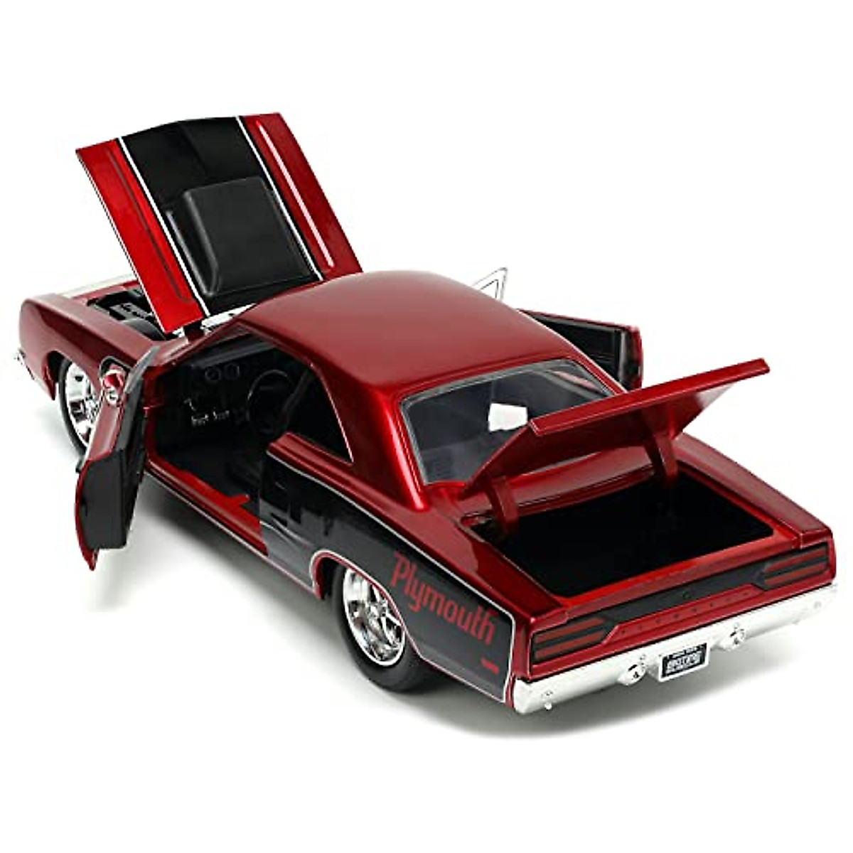 Jada Toys Big Time Muscle 1:24 1970 Plymouth Road Runner Die-cast Car Red/Black Flames, Toys for Kids and Adults