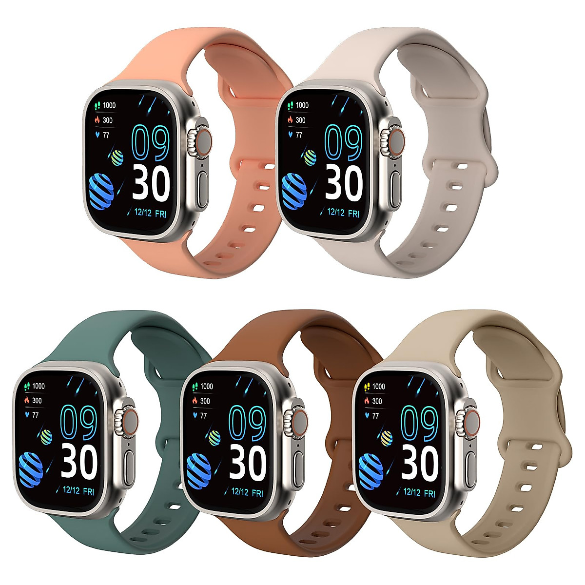 Ron json Silicone Sport Band Compatible with Apple Watch Band Ultra 2/Ultra SE Series 9/8/7/6/5/4/3/2/1 38mm 40mm 41mm 42mm 44mm 45mm 49mm Women Men