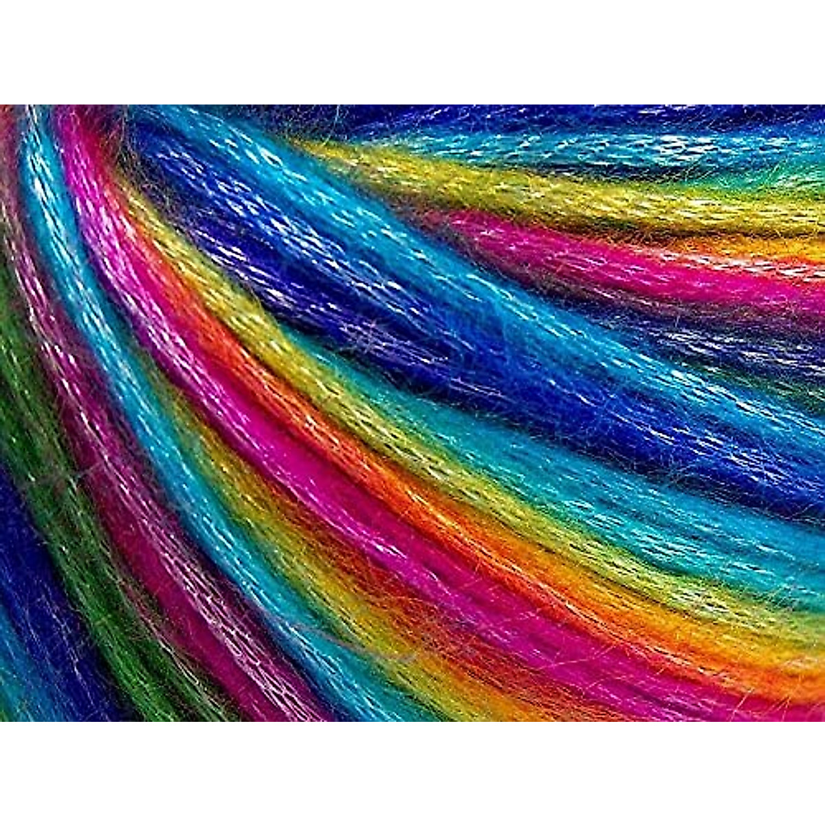 Picasso Rainbow II - Blue, Purple, Green, Yellow, Orange, Fuchsia Fuzzy with Subtle Sheen Yarn, Polyester, Acrylic Blend 50 gram 125 Yards
