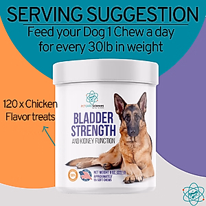 PET CARE Sciences Bladder Strength Approx 55 Chews - Natural Dog UTI Treatment - Kidney Support for Dogs - Dog Cranberry Supplement - Senior Dog Incontinence Supplements - Made in The USA