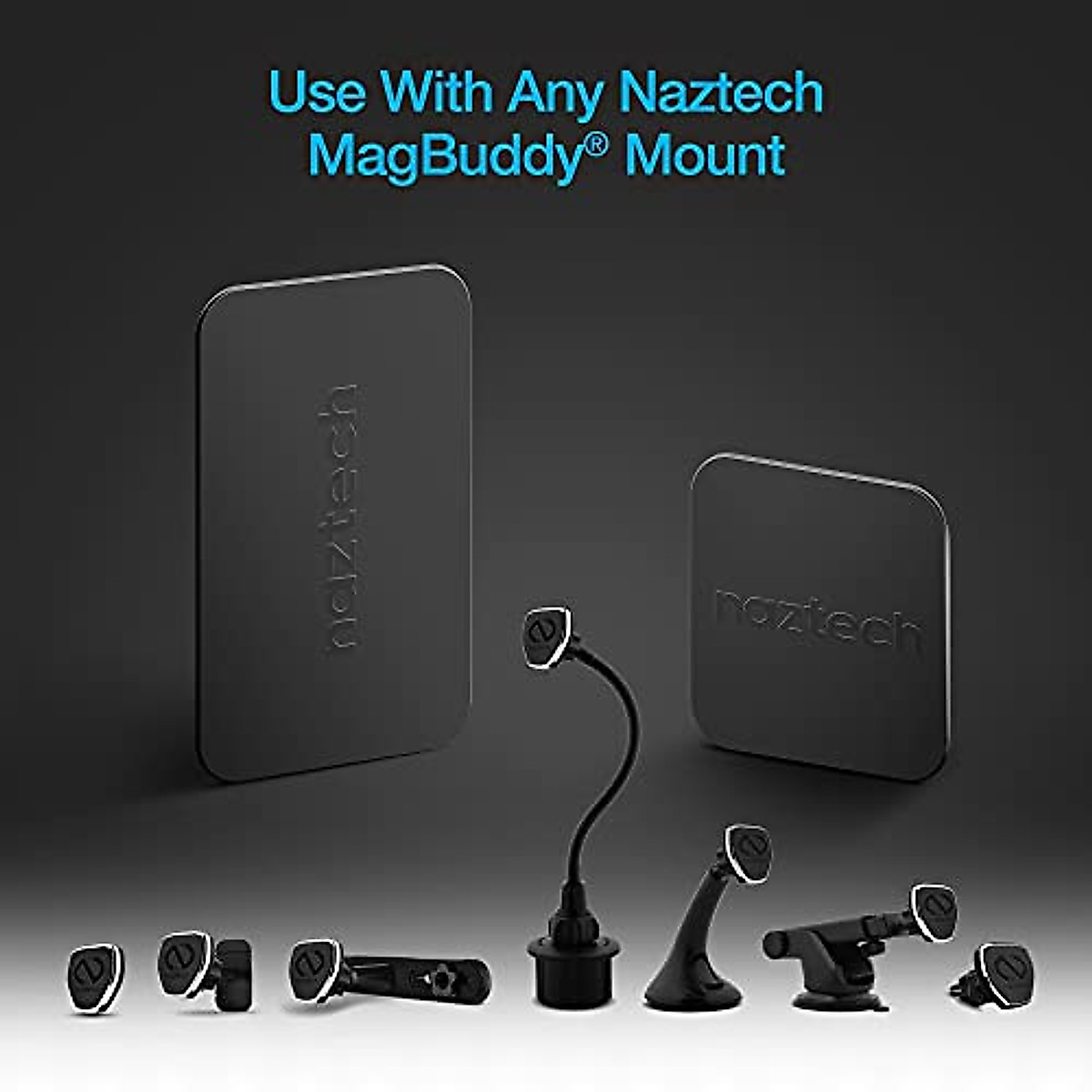 Naztech MagBuddy Ultra-Thin Plates - 2 Extra/Spare Plates for Your MagBuddy & MagBuddy Elite Magnetic Mount - [Black] 13626
