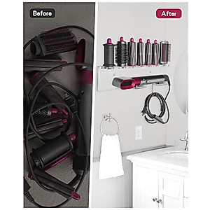 Affogato Acrylic Wall Mount Holder Compatible with Dyson Airwrap Styler and Accessories Organizer Rack for Wand Brushes Barrels, Clear