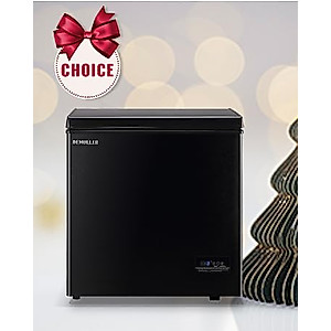 DEMULLER Chest Freezer 5.0Cubic Feet Deep Freezer Freestanding Freezers with 2 Removable Stainless Steel Basket, Mini Freezer Top Open Door Compact Freezer with Electronic Control 41℉ to -15℉BLACK