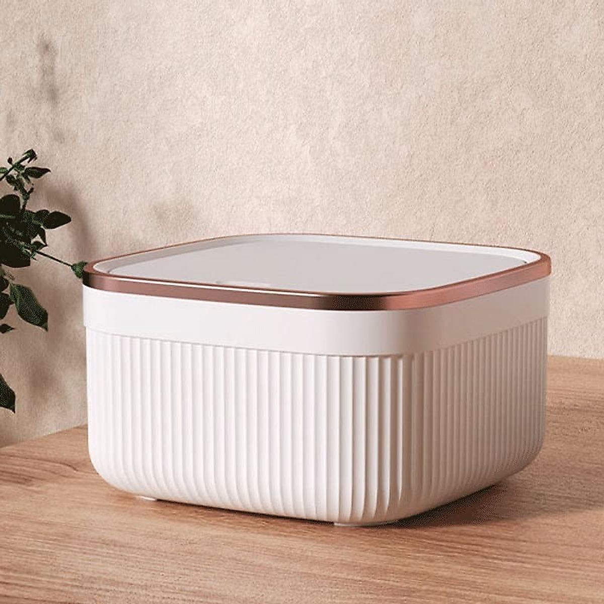 ZHAOLEI Desktop White Trash Cans Pressing Type Square Car Garbage Can with Lid Small Trash Bin Kitchen Storage Baskets