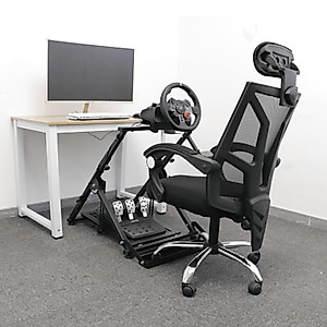 Anman Steering Racing Wheel Stand 2.0 Fit for Logitech/Thrustmaster/Fanatec G25 G29 G923 G920 T300 T248,with Foldable Fixed Slot,Not Included Pedal & Handbrake