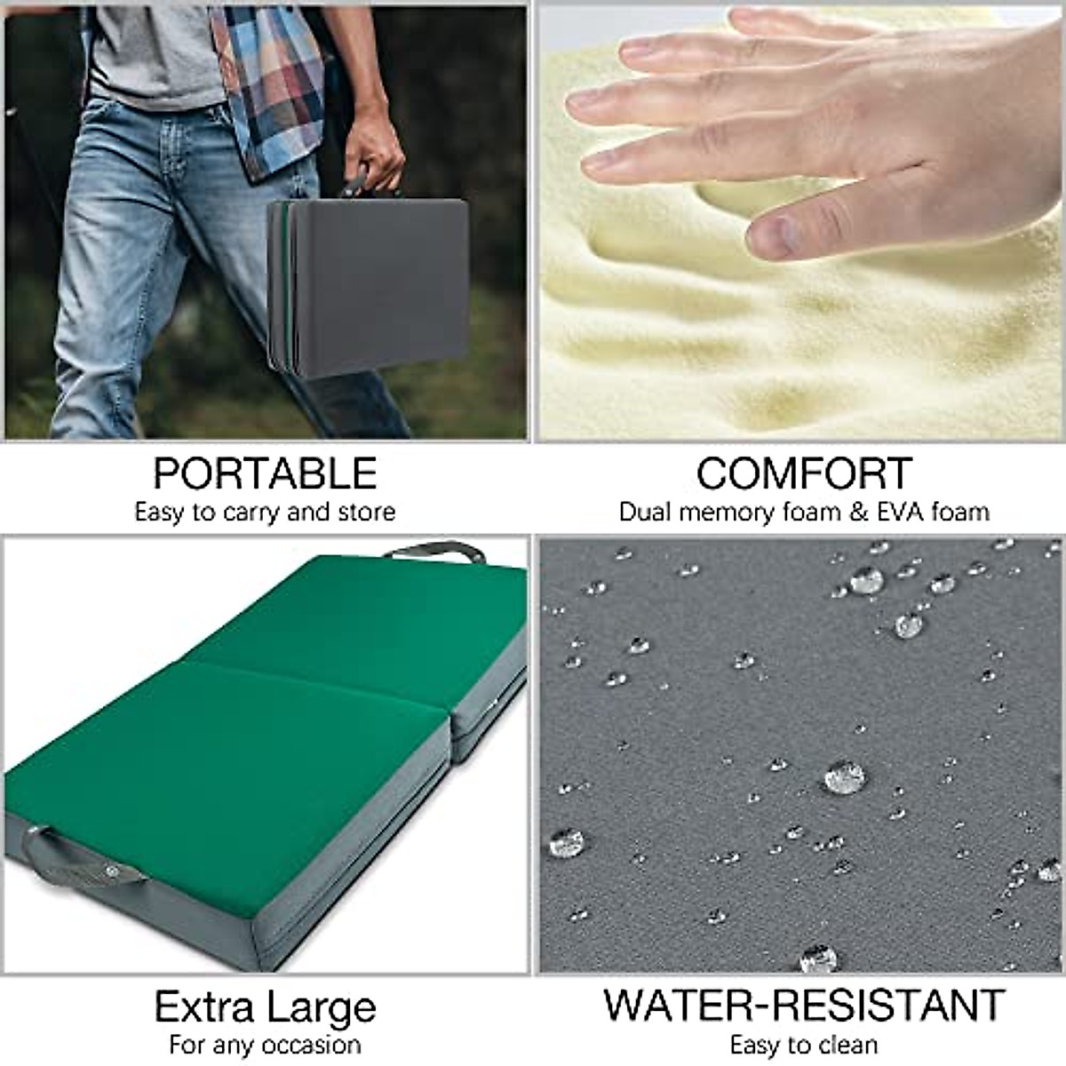 KI Store Garden Kneeling Pad Memory Form Knee Cushions for Gardening Extra Thick Knee Pad Water Resistant Prayer Pillow for Work Yoga Physical Therapy Green