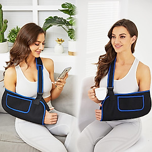 KKOOMI Arm Sling for Shoulder Injury Rotator Cuff Torn Wrist and Elbow Surgery Adjustable Padded Elbow Dislocation and Sprain Brace Shoulder Immobilizer for men&women Arm Support Straps for