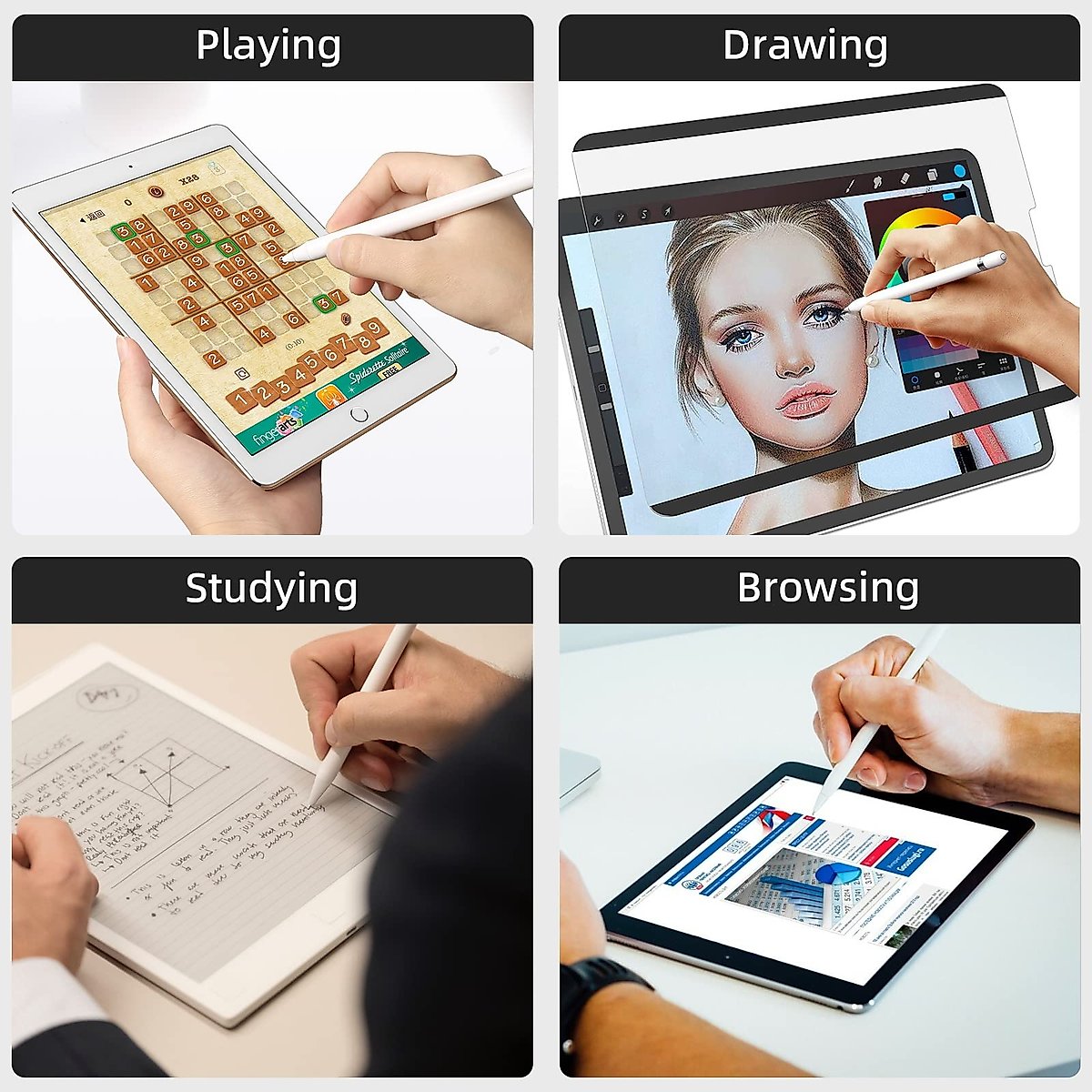 Replacement Tips for Apple Pencil 1st/2nd Generation - Upgraded Longer Fine Point High Sensitive Pen Like iPencil Nib, No Wear Out Noiseless Precise Control Stylus Tip for iPad Pro Pencil - White