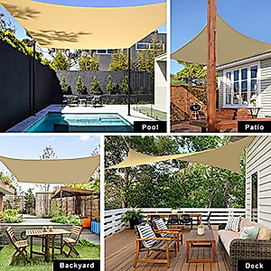 MR. COVER Sun Shade Sail 10 x 13 ft Rectangle for Patio Garden Backyard Outdoor Facility, Rip-Resistant & UV-Block, Double Stitched, Sand Color