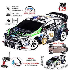 LEOSO Wltoys K989 RC Car 3pcs Upgraded 500mah Battery 1/28 RC Car 2.4G Remote Control Cars 4WD Tabletop Drift Rc Car 30km/h Mini RC Drift Car for Kids Gifts