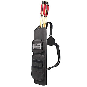 KRATARC Archery Back Arrows Quiver Bag with Molle System and Pockets for Hunting Shooting Target Practice (Black- molle design)