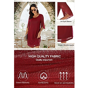 Actcat Women's Casual Loose 3/4 Sleeve A-Line Shift Wedding Guest Dresses Floral,Flower White Black,Medium