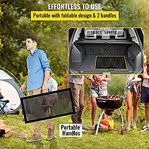 VEVOR Fire Pit Cooking Grate 30 Inch, Foldable Square Cooking Grill Grates, Heavy Duty X-Marks BBQ Grill with Portable Handle & Solid Steel for Outdoor Campfire Party & Gathering