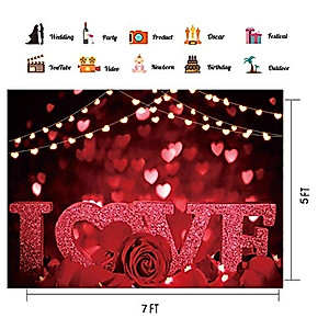 LTLYH 7x5ft Valentine's Day Backdrops Valentine's Love Heart Flowers DecorationsPhotography Background Valentine's Photo Background for Party Studio Props Backdrop 096