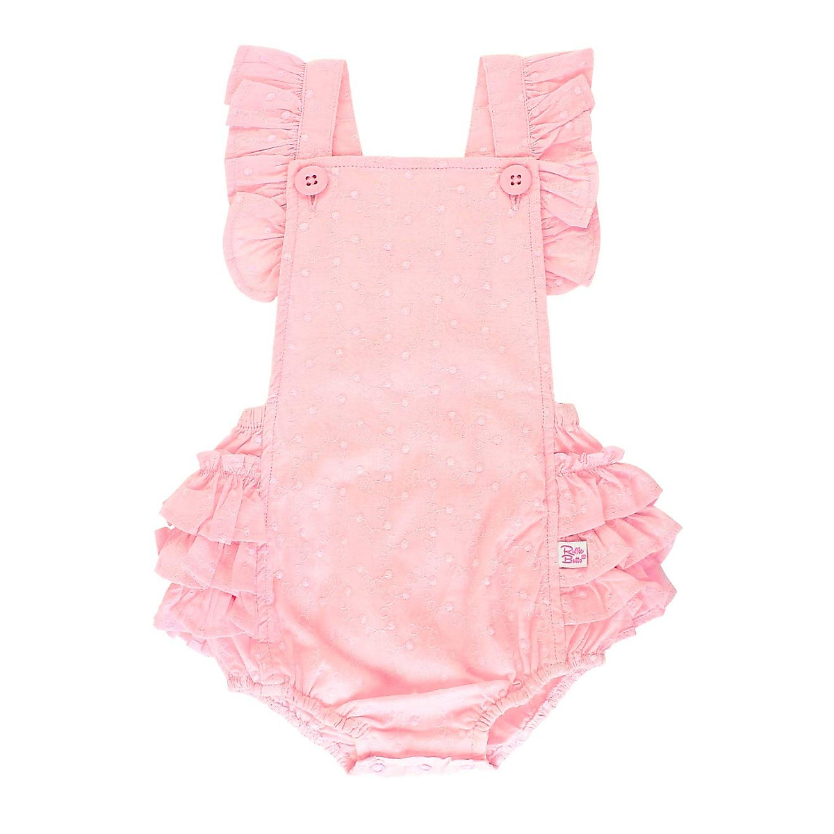 Pink Swiss Dot Flutter Overall Romper - 6-12m