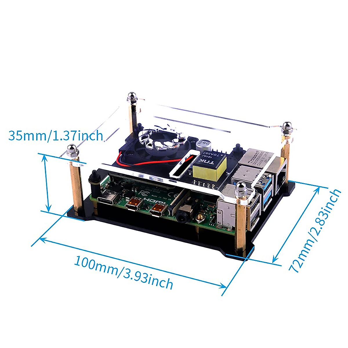 GeeekPi PoE Hat Case for Raspberry Pi 4B and PoE HAT, Acrylic Case for PoE Hat and Raspberry Pi 4B/3B+/3B/2B/B+ (Raspberry Pi and POE HAT NOT Included)