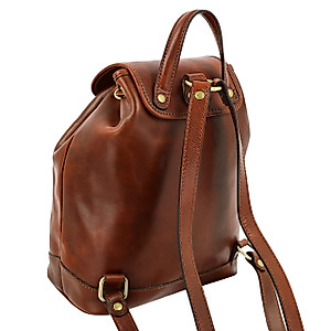 Time Resistance Leather Backpack Full Grain Real Leather Small Rucksack