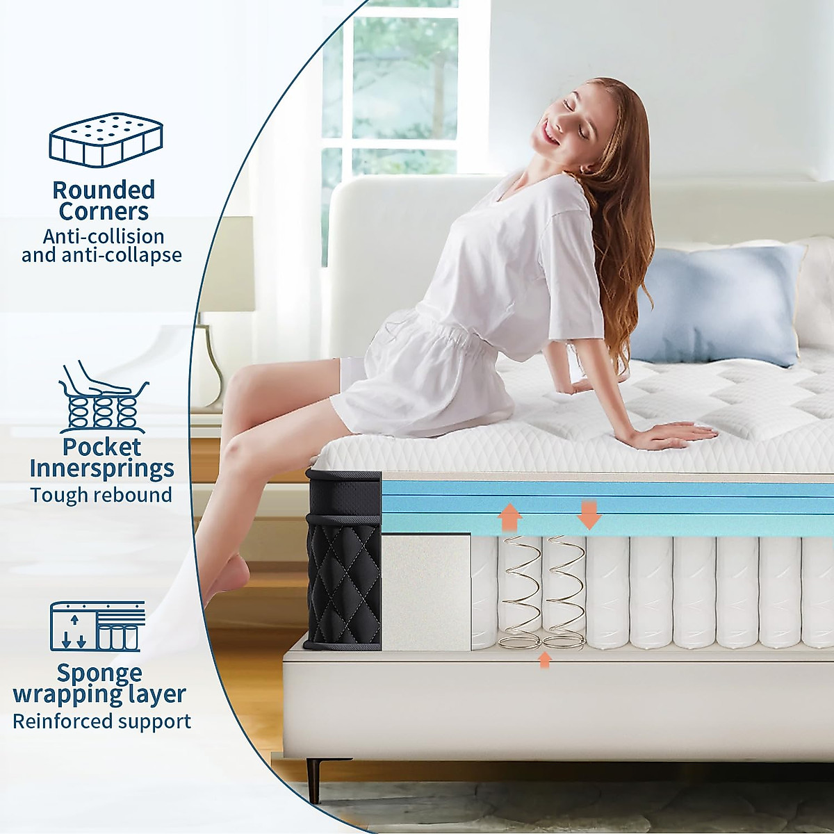 LDLON Twin Size Mattress, 10 Inch Memory Foam Hybrid Mattress, Pressure Relieving Bed in a Box, Individual Pocket Springs for Motion Isolation, Edge Support, CertiPUR-US Certified, Fiberglass-Free