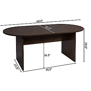 Tangkula Conference Table, 69W X 35D Boat Shaped Meeting Table with Rectangle Panel Base, Perfect for Office Meeting Room Conference Room (Espresso)