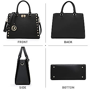 Dasein Purses and Handbags for Women Satchel Shoulder Bag Work Tote Top Handle Purse with Matching Wallet (Black)