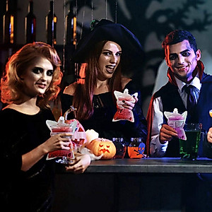 Nexxxi 20 Pack Halloween Blood Bags Reusable Food Grade Bags 8.5oz with Cap for Drinks Halloween Party Favors, Nurses Day Party Decorations