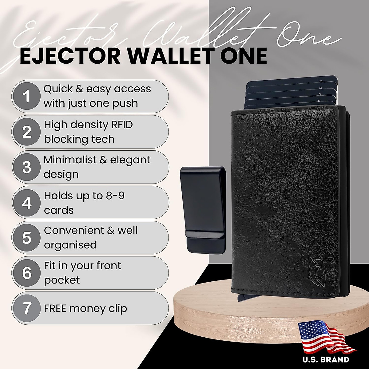 RFID Wallet for Men with Money Clip - PU Leather Mens Wallet Credit Card Holder - Minimalist Wallet for Men - Slim Wallet for Men - Front Pocket Wallets for Men - RFID Wallet Women Favorite
