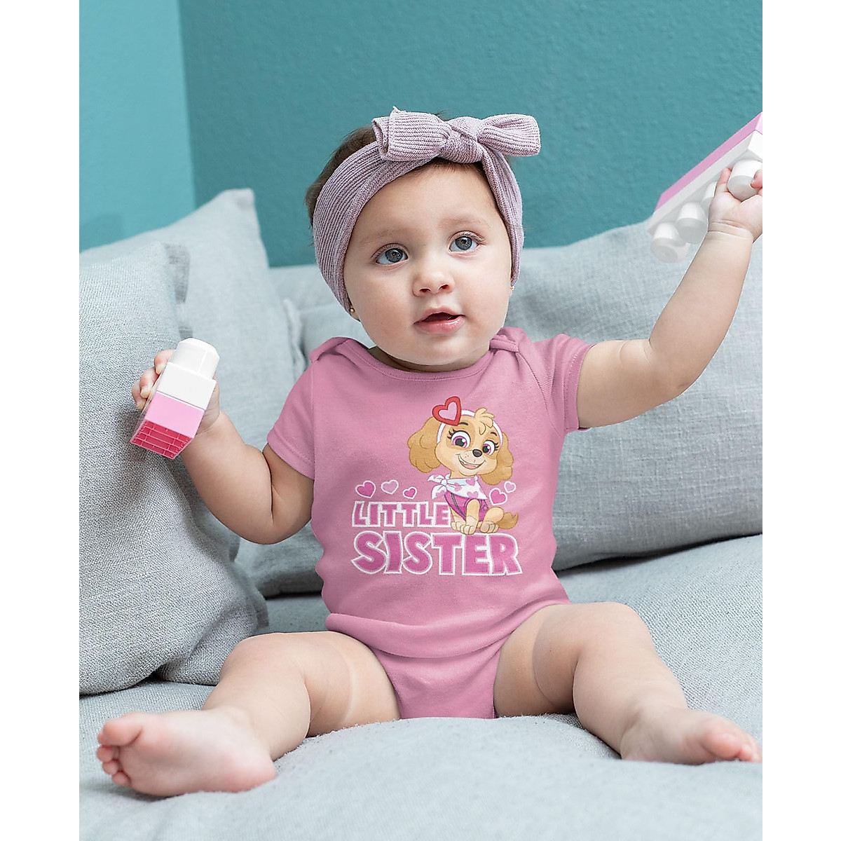 Paw Patrol Skye Little Sister Newborn Outfit Baby Girl Sibling Infant Bodysuit 12M (6-12M) Pink