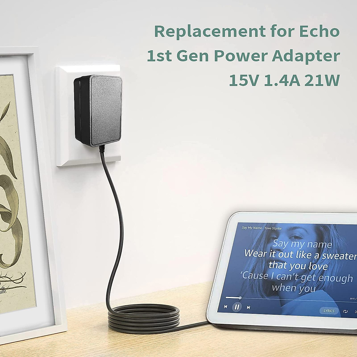 21W Charger Power Cord, Compatbile with Alexa Echo 1st 2nd Generation, Echo Show 5 3rd Gen, Echo Show 1st Gen, Echo Plus 1st Gen, Echo Look, Echo Link, 15V 1.4A AC Power Adapter.