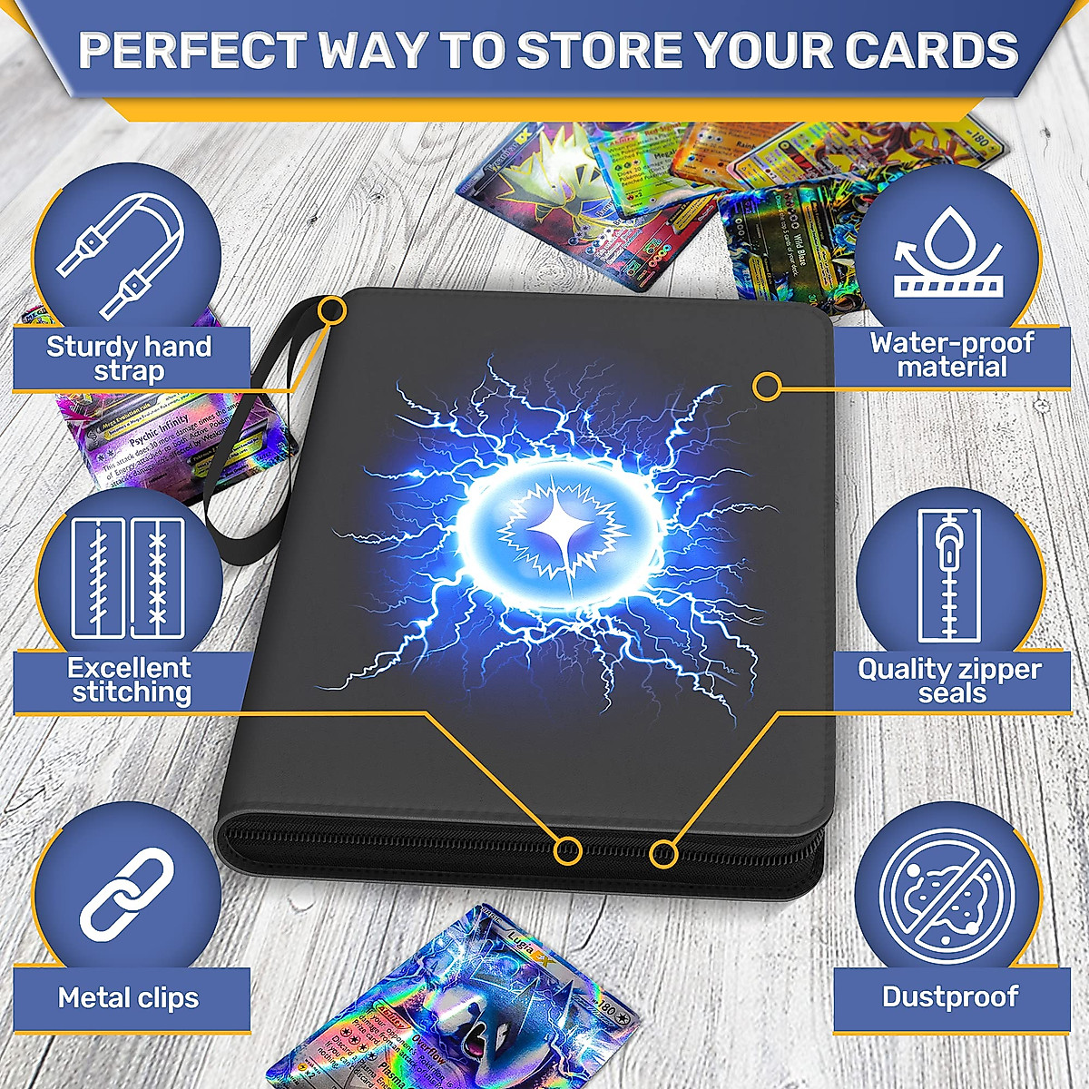 Tequilafy Pocket Trading Card Binder Compatible with Pokemon, Carrying Case Album, Cards Protector for TCG, MTG, YuGiOh, Sport Cards Holder Up to 400 Cards