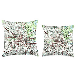 Space City Texas Atlas Houston TX Map Throw Pillow, 16x16, Multicolor