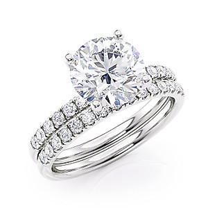 Beverly Hills Jewelers 2 Carat Moissanite Engagement Ring with 1/3 Carat Round Natural Diamond in 14K White Gold (G-H/VS, G-H/SI, cttw, DEW) for Women Size 6.5