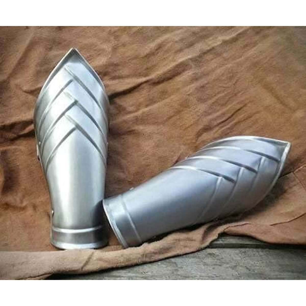 Active Industries Medieval Bracers Fully Functional Arm Guard for Cosplay, Role-Play, Costume Armour Handmade Set Armor Leather Steel Costume, Silver, 10 - 12 Inch Adult Size