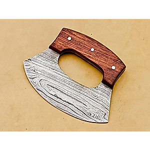 Handmade Damascus Chef Kitchen Ulu Knife Chef Knife Heavy Duty Damascus Handle Walnut Wood With Leather Sheath