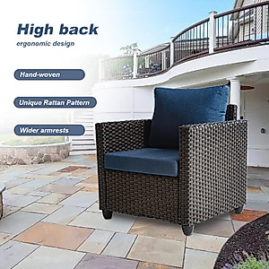 Trenlogne 2 Pieces Wicker Patio Furniture Set Outdoor Conversation Set PE Rattan for Garden Lawn Backyard Porch