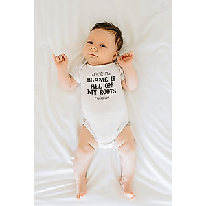 Pop Threads Blame It All On My Roots Country Music Cute Funny Western Infant Baby Boy Girl Bodysuit Black 6M